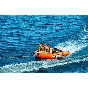 WOW Sports - Glider Inflatable Towable Tube w/ Flex Seating - 1 - 2 Riders - Perfect For Kids & Adults - Soft Top Deck Tube - Boating Accessory