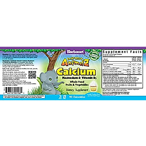 BlueBonnet Super Earth Rainforest Animalz Calcium Magnesium And Vitamin D3 Chews, Natural Vanilla Frosting, White, 90 Count