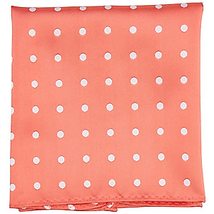 Stacy Adams Men's 3 Pack Satin Neckties Solid Striped Dots with Pocket Squares, Coral, One Size