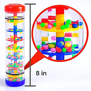 Rainmaker Baby Toys for 6 to 12 Months - 𝐄𝐚𝐬𝐭𝐞𝐫 𝐁𝐚𝐬𝐤𝐞𝐭 𝐒𝐭𝐮𝐟𝐟𝐞𝐫𝐬 𝐟𝐨𝐫 𝐊𝐢𝐝𝐬 & Toddlers for Sensory & Hand-Eye Coordination with Giftable Box - Rain Stick Musical Instrument
