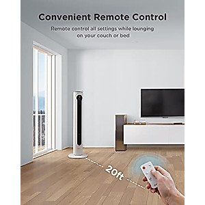 AIRMATE Tower Fan with Remote, 90° Oscillating Bladeless Fan, 42in Silent Standing Fan, 3 Modes 8 Speeds, LED Display Touchpad, 8H Timer Floor Fan for Bedroom Dorm Home Office, Washable & Portable