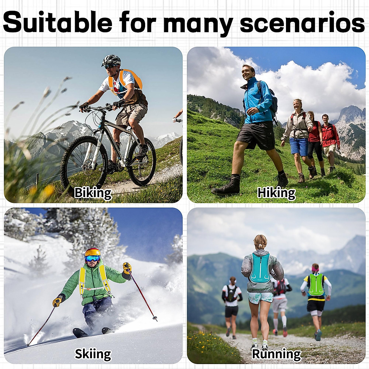 Sborter Small Lightweight Backpack for Cycling/Walking/Running/Hiking/Skiing/Short Trip/School, 14L Hydration Pack Rucksack for Women Men