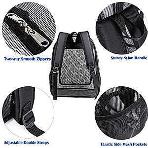 Mesh Backpack Heavy Duty See Through Mesh Backpacks for Swimming, Outdoor Sports (Black)