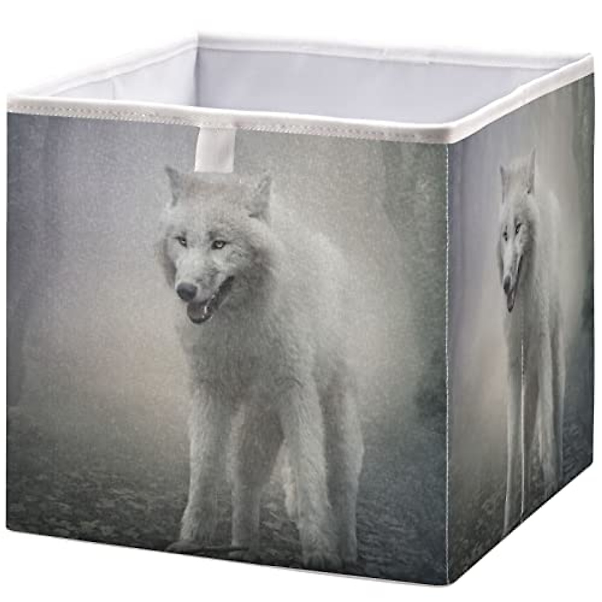 visesunny Closet Baskets Dark Wolf Storage Bins Fabric Baskets for Organizing Shelves Foldable Storage Cube Bins for Clothes, Toys, Baby Toiletry, Office Supply