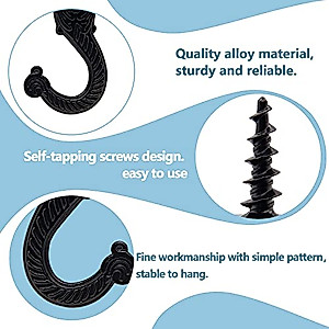 HARSKIYER 6pcs Black Ceiling Hooks, 3" / 75.5mm Ceiling Mounted Hooks Heavy Duty Swag Hook for Hanging Plants Fruit Basket Wind Chimes Lamp