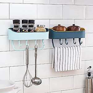 LAPUTA Wall Mount Organizer,1 Set Shower Shelf PP Detachable Hook Punch Free Storage Holder Rack for Kitchen, Bathroom, Cabinet, Toilet, Office Beige One Size