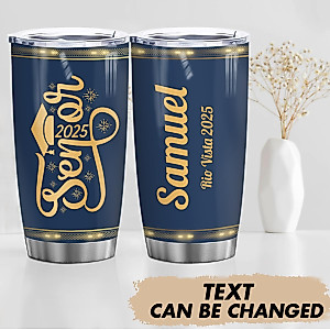 wowcugi Personalized Graduation Tumbler Senior Class Of 2025 Custom Cups with Lid 20oz 30oz Coffee Mugs Graduation Gifts Masters Tumblers for Men Women Graduating Daughter Son (Navy)