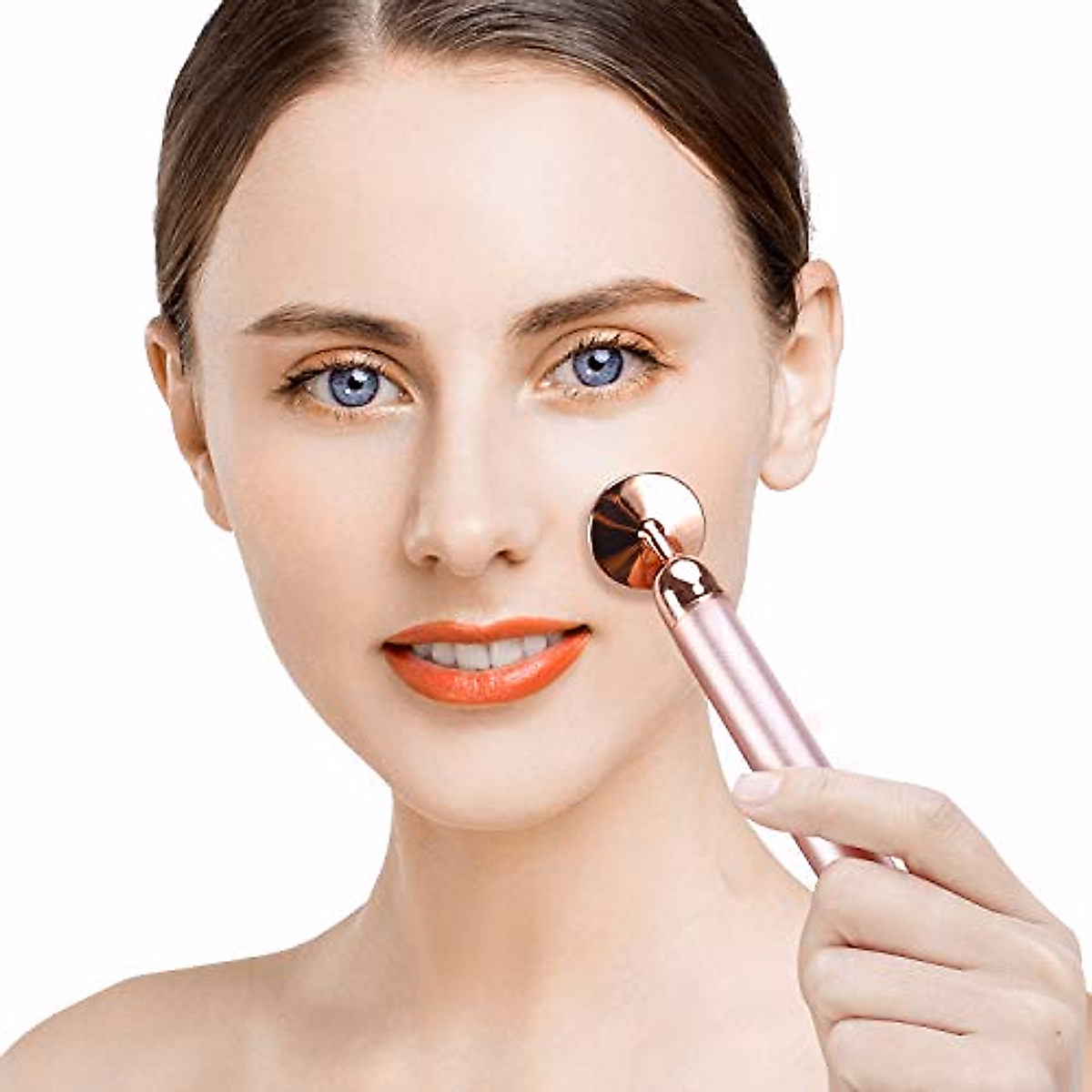 4-IN-1 Face Massager and Gua Sha Set for Women, Rose Quartz Face Roller Skin Care Tools Electric Eye Massager Tool for Face Skin Roller