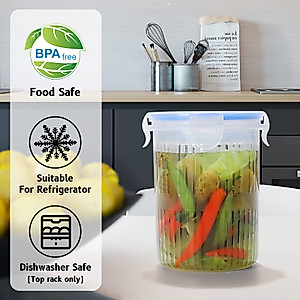 Qiuhome Pickle Container with Strainer, Pickle Jar with Strainer Jalapeno Container Pickled Food Container - 2 Pack