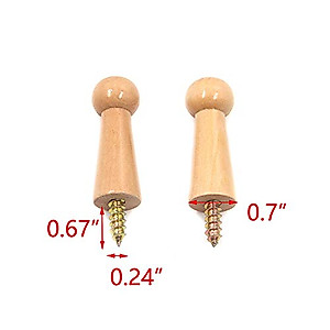 T Tulead 8PCS Wooden Coat Hooks Shaker Pegs Screw-on Clothes Hanging Hook Towel Belt Jewelry Hanger Hooks 18x50mm