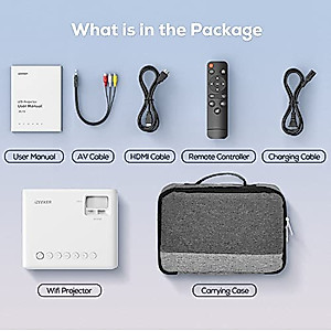 Projector with 5G WiFi and Bluetooth, Native 1080P 9000Lux iZEEKER Video Portable Projector with Carry Bag, 4K Support Outdoor Projector 300'' Display Compatible with iOS/Android, TV Stick, HDMI