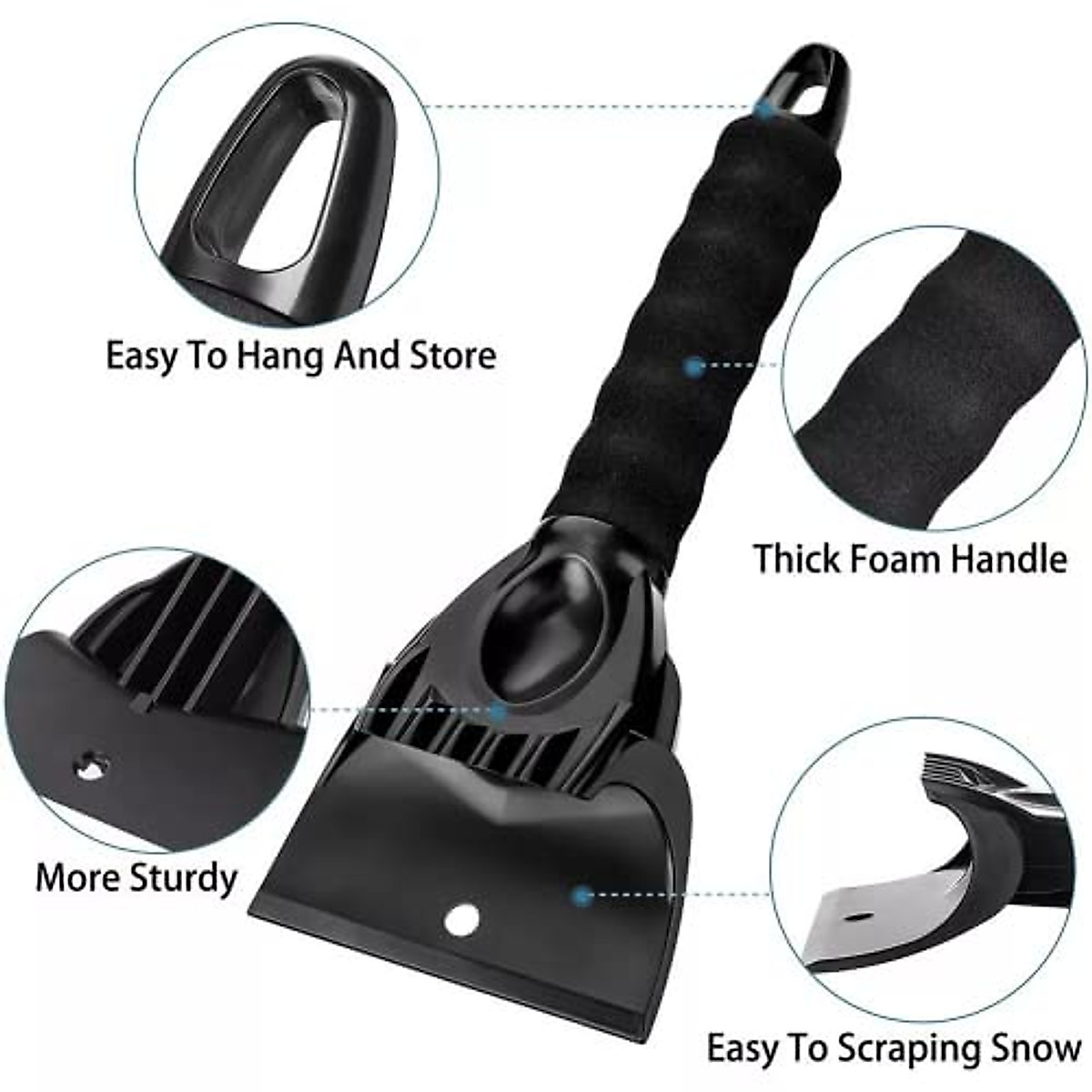 AQTZGOS Car Windshield ice Scraper, deicer with Retractable Handle Snow Brush 180° Swivel Brush Head Snow Scraper with Towel Gloves, Suitable for Cars, Trucks, SUVs