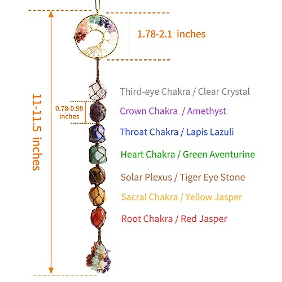 7 Chakra Stone Healing Crystal Tree of Life Wall Hanging Home Interior Decoration，Window Decoration，Yoga Meditation