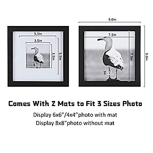 UMICAL 5x7 Picture Frame bundle with 8x8 Picture Frames Set of 2 Display 6x6 or 4x4 Pictures with Mat