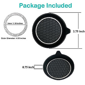 Pinepoem PINEPOEM Universal Car Cup Coaster with Push to Start Button Decoration Ring, Crystal Rhinestone Car Engine Push Start Stop Ring, Bling Car Interior Accessories