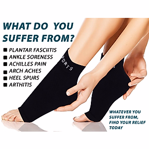 Different Touch 2 Pairs Plantar Fasciitis Pain Relief Socks, Neuropathy Socks, Ankle Compression Socks for Women Men (as1, alpha, s, m, regular, regular, Black)
