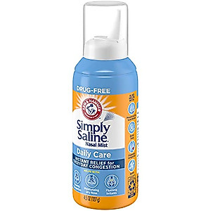 ARM & HAMMER Simply Saline Nasal Care Daily Mist 4.5oz – Instant Relief for Every Day Congestion – One 4.5oz Bottle