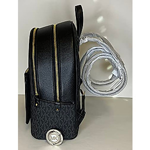 Michael Kors MICHAEL Michael Kors Adina MD Backpack bundled with matching LG Flat MF Phone Wallet Purse Hook (Signature MK Black)