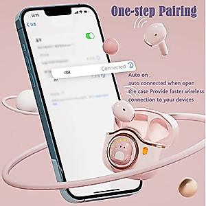 Pink Wireless Earbuds for Kids Women Workout Headphones Cute Earbuds Kawaii for Girls Pinkairpods for Small Ears Women Gaming Earbuds Small Tiny Mini Micro Pink Earphones Headphones Birthday Gift