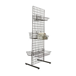 2' x 6' Gridwall Panel Tower with T-Base Floorstanding Display Kit, 2-Pack Black
