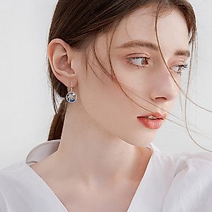 CRMAD Beach Tree Earrings Moonstone Sterling Silver Jewelry for Women(Tree)