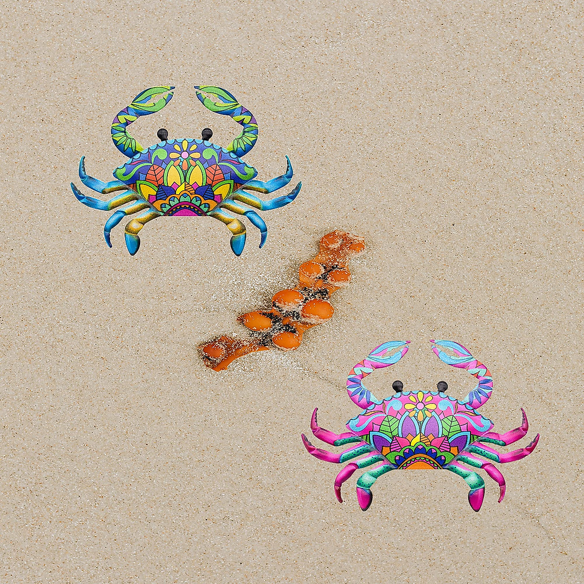 SOBLUING Crab Wall Decor Metal Crabs Decorations, Tiki Bar Wall Decor Coastal Sculptures for Home, Outdoor Wall, Home Door, Window, Ocean Theme Room, Set of 4