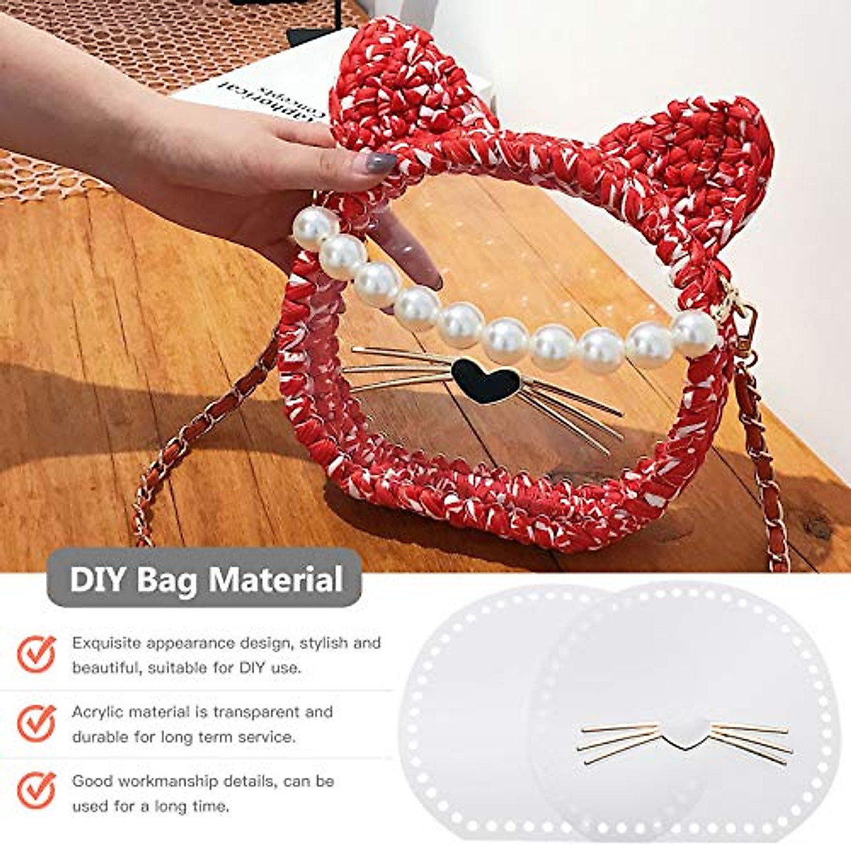 EXCEART Acrylic Bag Weaving Board with Cats Whisker Round Clear Front Back Panel Board Shaper for DIY Knitting Crochet Bag Handbag Purse Summer Bag Women Bags Handmade DIY Accessories