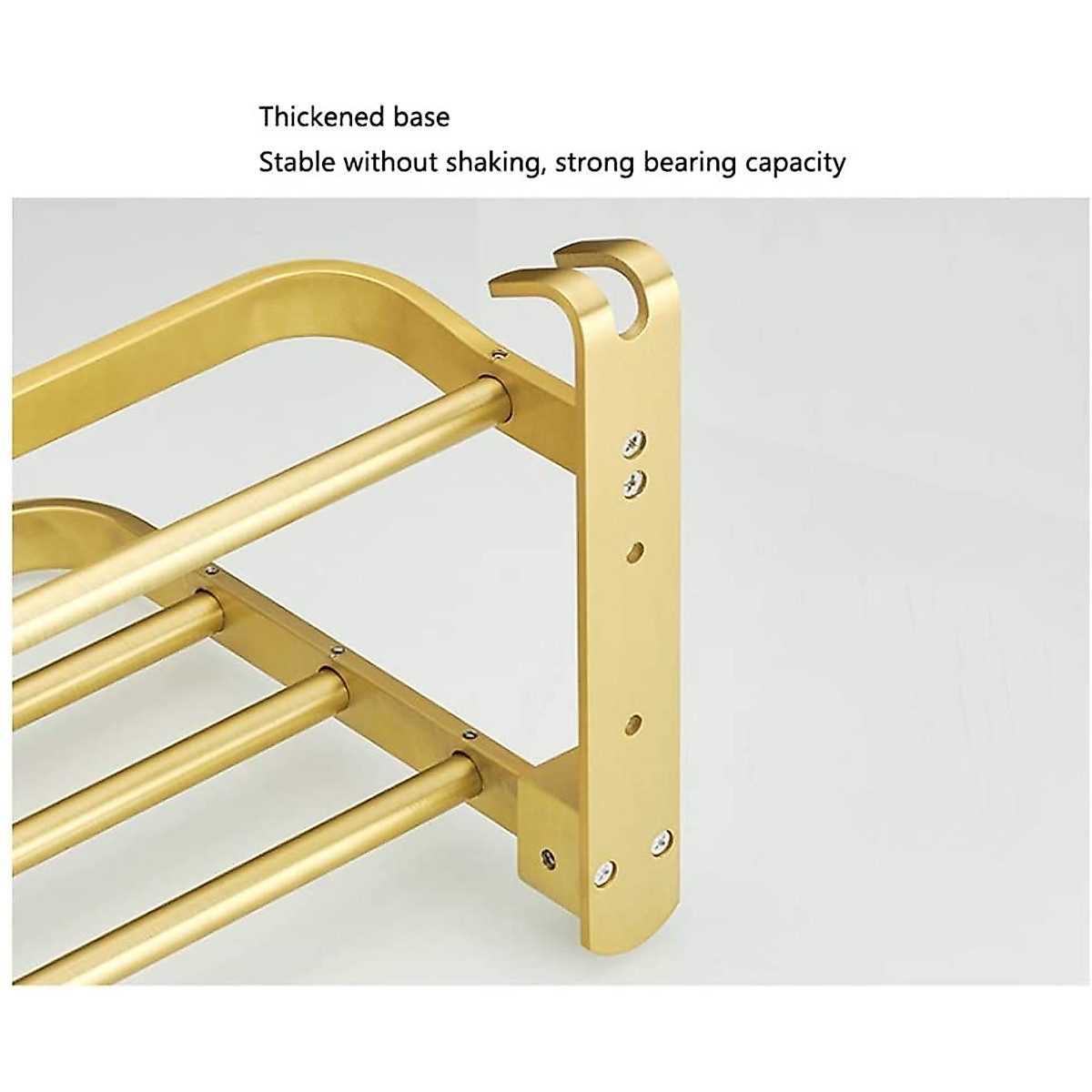 INKTUS Towel Rack Towel Bar Space Aluminum Towel Rack 2 Tiers Foldable Bathroom Towel Holder Wall Towel Bar Home Hotel Storage Shelf Punch-Free Towel Shelf Towel Stand