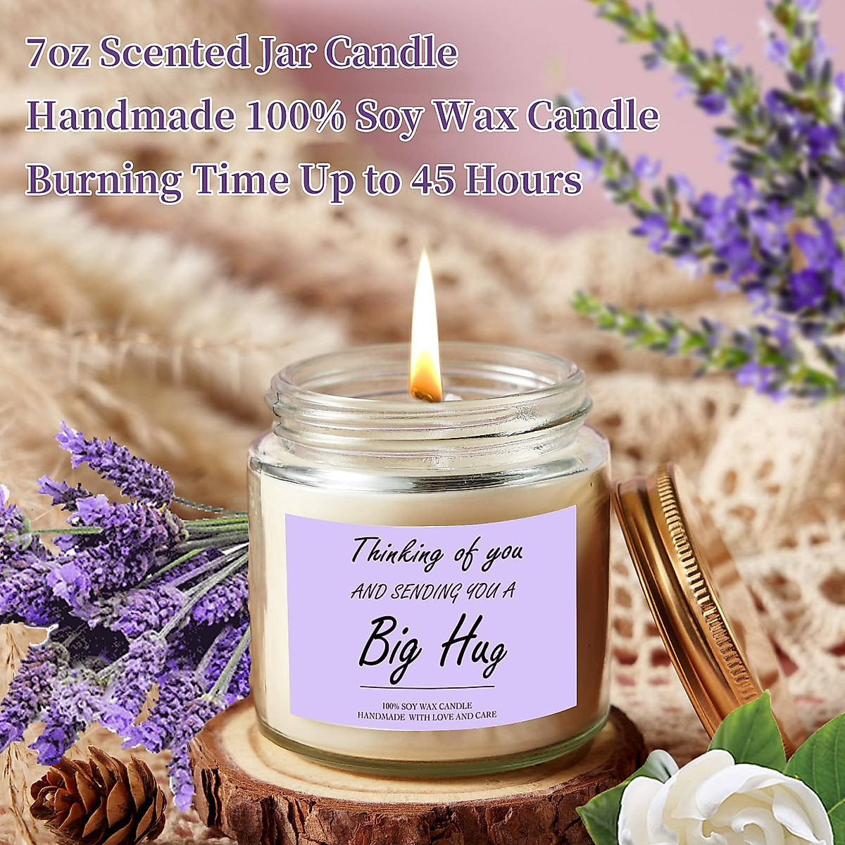 Get Well Soon Gifts for Women, Thinking of You Gifts for Women After Surgery Recovery, Lavender Scented Candle, Thoughtful Gifts Feel Better Cheer Up Gifts for Women with Bracelet & Greeting Card