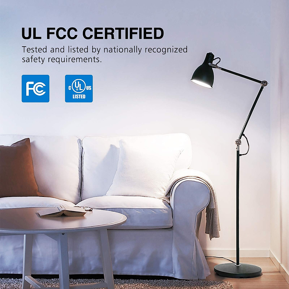 Neporal Full Spectrum Light Bulb, 6000K Natural Sunlight Bulbs, Cool White, 9W 60W Equivalent A19, E26/E27 LED Light Bulbs for Study Office Bedroom Living Room, Pack of 3