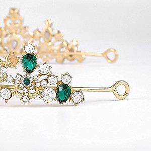 Yovic Baroque Wedding Crowns Gold Rhinestone Bridal Crown and Tiara Crystal Bride Crown Prom Costume Party Hair Accessorise for Women and Girls(F)