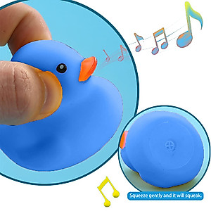Bath Duck Toys 16 PCS Blue Mini Rubber Ducks Squeak and Float Duckies Baby Shower Toy Party Decoration for Toddlers Boys Girls