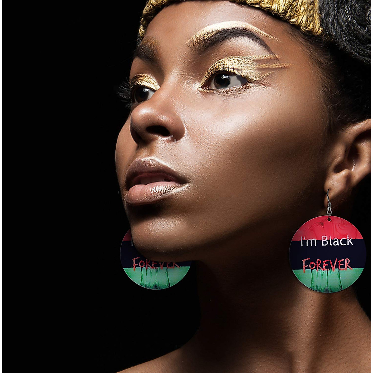 Honsny African Wooden Earrings for Women Round Wooden Painted Ethnic Earrings Drop Dangle Earrings Set