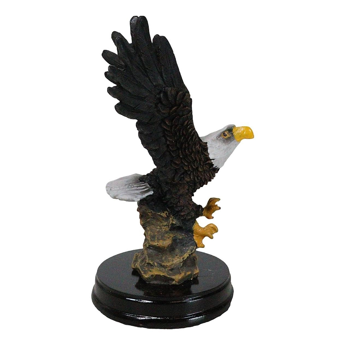 Ebros American Pride Swooping Bald Eagle with Spread Out Wings by Rocky Cliff Statue On Black Trophy Base 5.25" Tall USA Patriotic National Emblem Independence Day American Home Decor Figurine