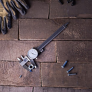 Dial Caliper- Stainless Steel and Shock Proof Tool With Plastic Carry Case, 0- 6 Inch Measuring Range For Accurate Measurements by Stalwart