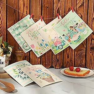 Rtteri 6 Pcs Spring Swedish Kitchen Dishcloths Spring Kitchen Dishcloths Reusable Dishcloths Floral Bike Gnome Kitchen Cloths Absorbent Dish Rags Farmhouse Housewarming Gift for Home Decoration