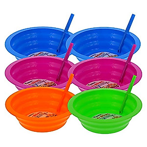 Arrow Home Products Sip-A-Bowl Set, 22oz, 6pk - BPA Free Straw Bowls for Kids To Sip Up Every Drop Without the Mess -Made in the USA, Great for Cereal, Ice Cream, Soup, Milk-Blue, Pink, Green, Orange
