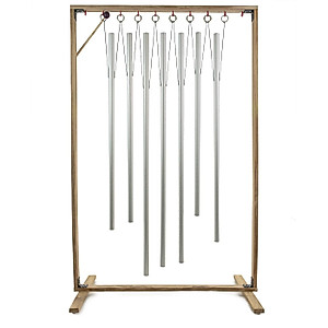 Set of 7 Chakra Tuned Healing Chimes with Framed Wood Stand - Includes 7 Chimes, Stand, & Mallet/Great for Sound Therapy & Chakra Balancing