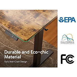 WALKINGDESK 48x24 Inches Electric Standing Desk with Drawer and Monitor Stand, Height Adjustable Stand up Desk for Home Office, Ergonomic Sit to Stand Desk with Phone Holder, 3 Hooks, Rustic Brown