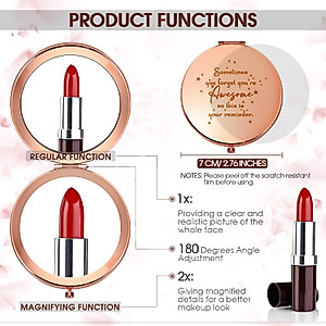 Roowest 10 Pcs Inspirational Compact Mirror Sometimes You Forget You're Awesome Appreciation Thank You Gifts for Women Employee Coworker Staff Birthday Favor Magnifying Pocket Mirror (Rose Gold)