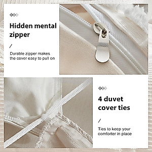 WARMDERN Boho Duvet Cover Set King Size,Khaki Striped Duvet Cover Microfiber Bedding Set,3PCS Ultra Soft Breathable Lightweight Tuft Texture Pattern Duvet Covers with Zipper Closure(Khaki,King)