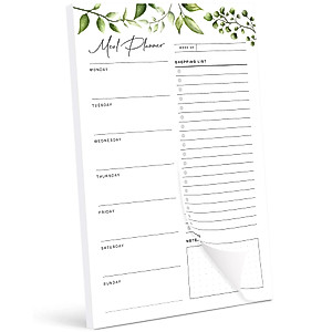 Magnetic Meal Planning Pad for Fridge 52 Undated Tear-off Sheets | 6x9 Inch Meal Planning Notepad | Notebook for Meal Planner and Grocery List with Magnet | Weekly Meal Planner for kitchen with Tear Off Shopping List