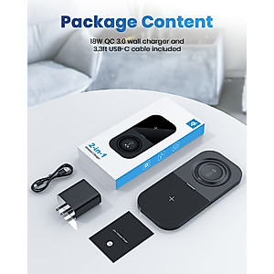 Dual Wireless Charger for Samsung Galaxy Watch and Phone, Duo Charging Pad for Galaxy Watch 4/3,Active 2/1,Gear S4/S3, S21/S20/S10/S9/S8/Note 20/10/9, Charging Station for Galaxy Buds 2/+/Pro/Live