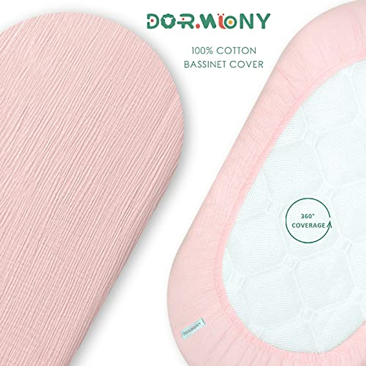 Ultra Soft Muslin Bassinet Sheet for Baby Girl and Boy,Breathable Organic Cotton Bassinet Sheets Fitted for 30’’x16’’ Standard Bassinet (Pink)