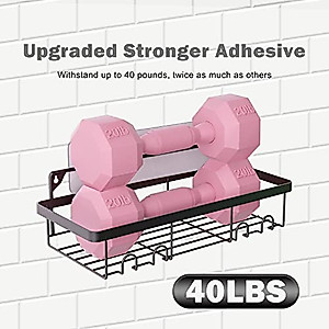 Ginkgo Shower Caddy 4-Pack, Adhesive Shower Organizer Shelf with Hooks + 2 Soap Holders, No Drilling Wall Mount Stainless Steel Shower Shelves Bathroom Basket Rack for Shower Storage (Matte Black)