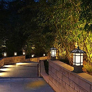 Mopoq Solar Led Outdoor Waterproof Lawn Light, Home Garden Light Outdoor Garden Villa Garden Fence Post Light, Die-cast Aluminum Anti-Rust Door Post Light 151840cm