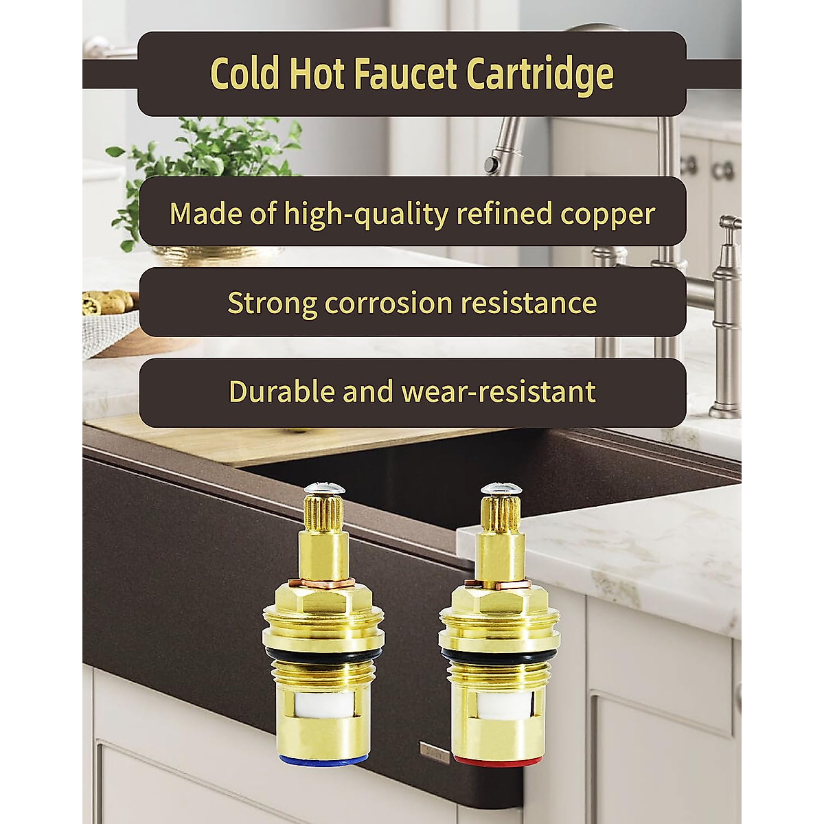Cold Hot Faucet Cartridge Fit for hansgrohe Basic Set, Axor Carlton, Citterio, Steel and Terrano Valves Replace 94008000 94009000