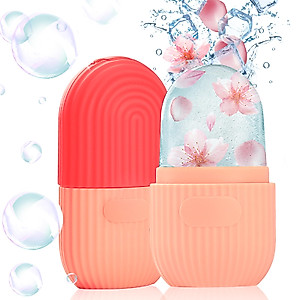 Ice Roller for Face and Eye, Upgrated Ice Face Roller Puffiness Relief Ice Roller Skin Care Tools, Ice Facial Cube,Self Care Gift for Men Women, Silicone Ice Mold for Face Beauty (Red)