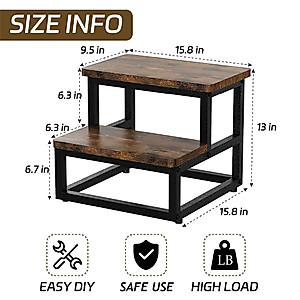 SZLHANJZ Step Stool, Multi Purpose Step Stools for Kids Adults, Round Corner Bed Step Stools for High Beds, Dog Steps Portable Stepping Stool for Bedroom Kitchen, Load 500 LB, Rustic