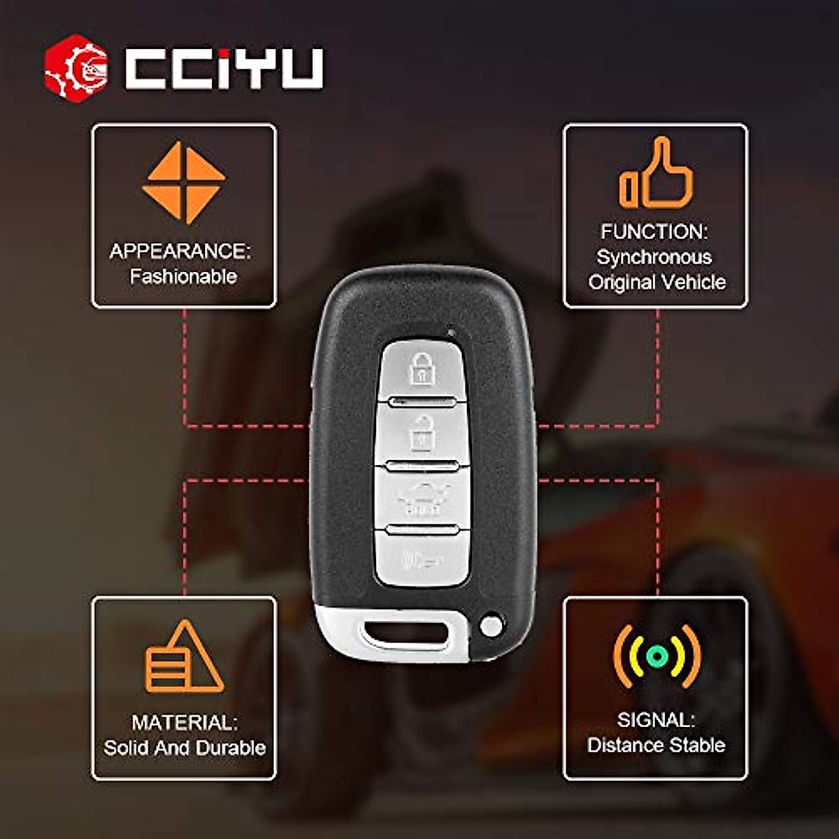 cciyu X 1 Flip Key Fob with Key Blade 4 buttons Replacement for 09 10 11 12 13 14 15 for H yundai Azera Elantra Elantra GT Equus Genesis Sonata Series with FCC 267AL-HMFNA04